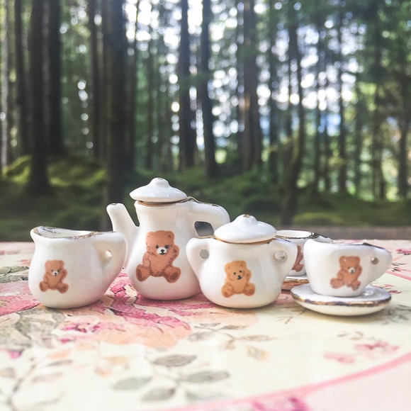 Other | Rare Vintage Tiny Teddy Bear Tea Set | Poshmark